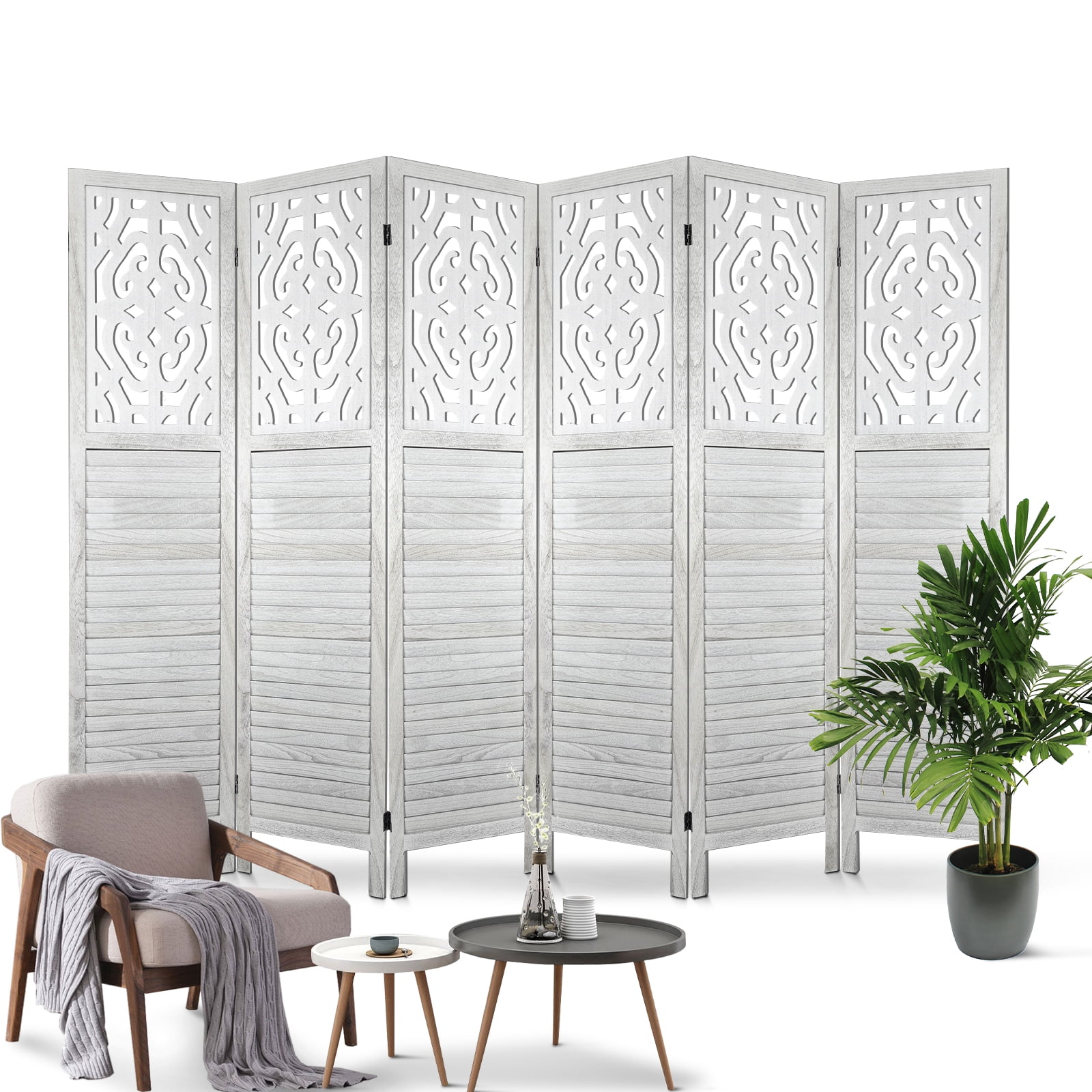Fionafurn 6 Panel half-Cutout Room Divider , Foldable Privacy Screens ...