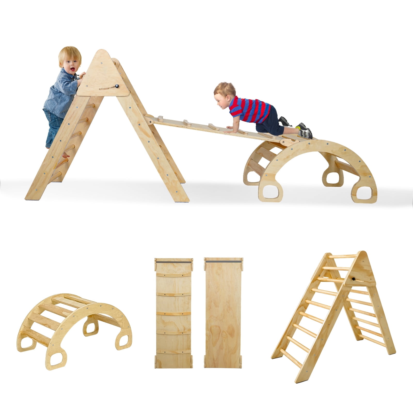 Fionafurn Wooden 7 in 1 Triangle Set, Triangle Indoor Climbing Toys ...
