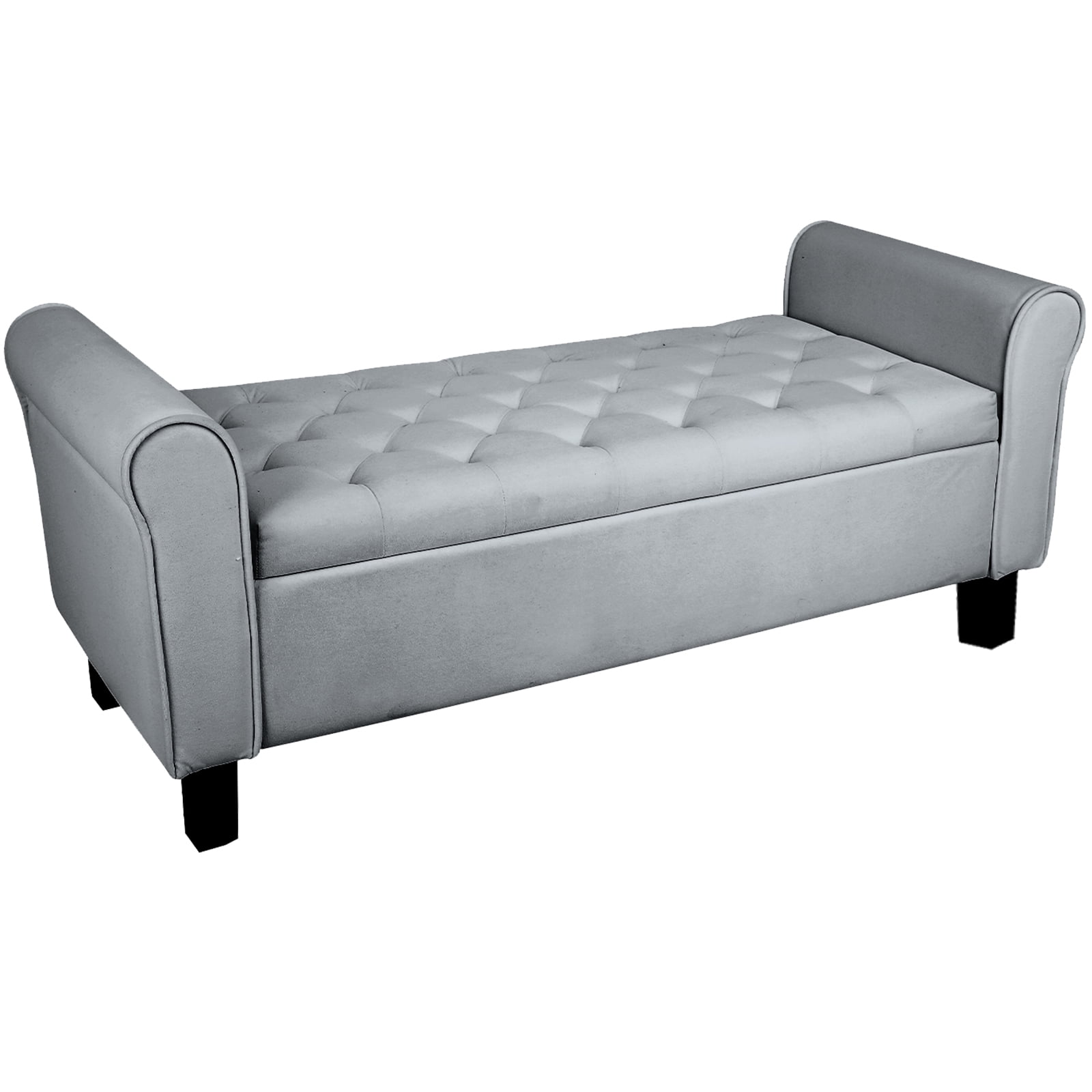 Fionafurn Contemporary Upholstered Ottoman Storage Bench, Rolled Arms ...
