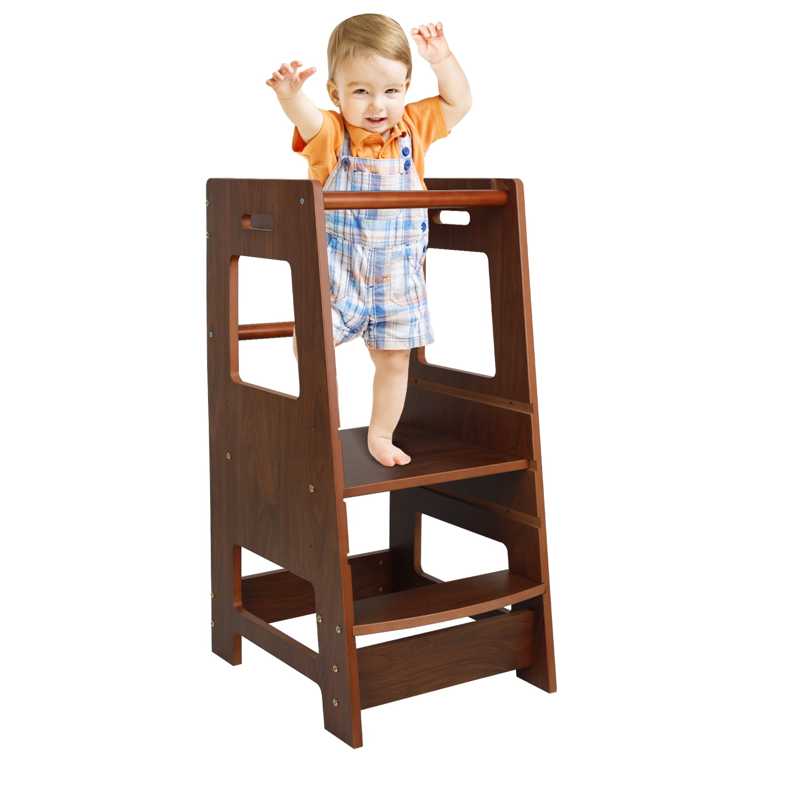 Fionafurn Kitchen Step Stool for Kids with Safety Rail Adjustable ...
