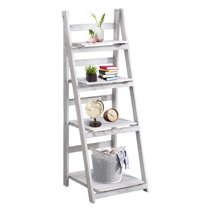 Fionafurn Sturdy Folding Wood 4-Tier Ladder Shelf, Living Room Decor ...