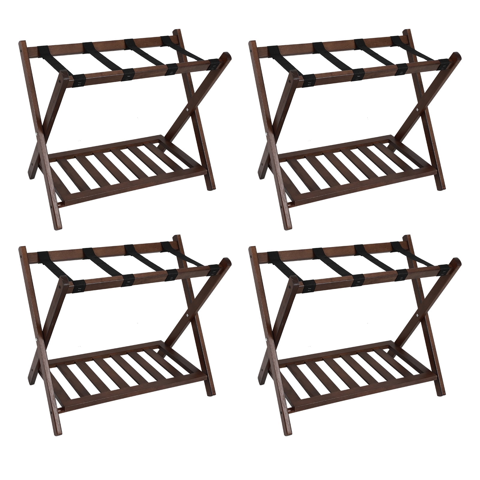 Fionafurn Pack of 4 Premium Solid Wood Luggage RackFoldable Luggage ...