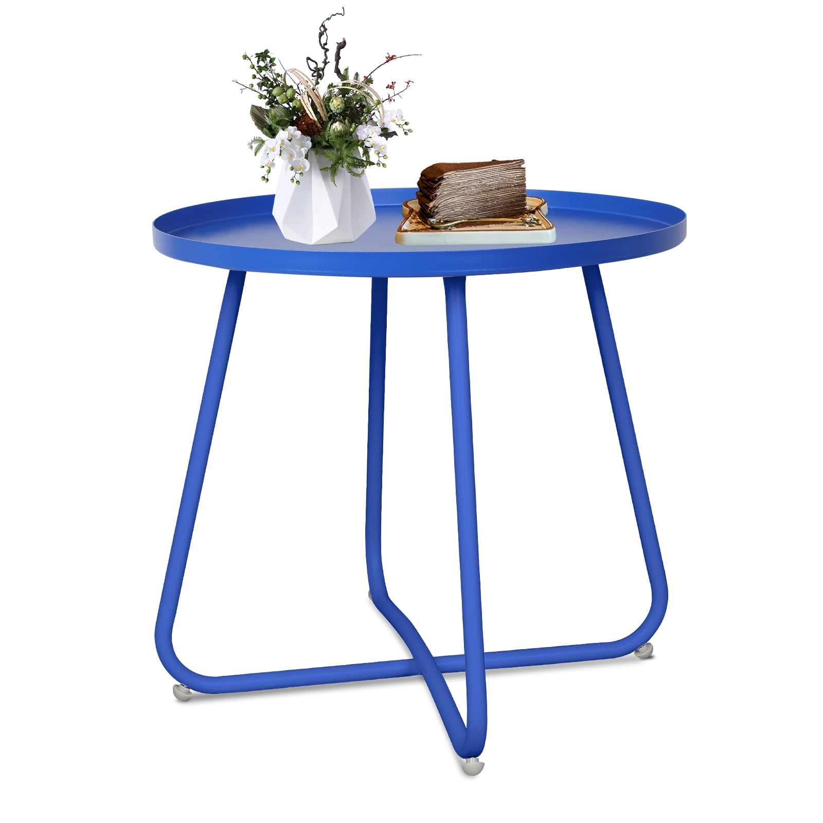 Fionafurn Round Patio Side Table，Outdoor Metal Side Table Coffee Table ...