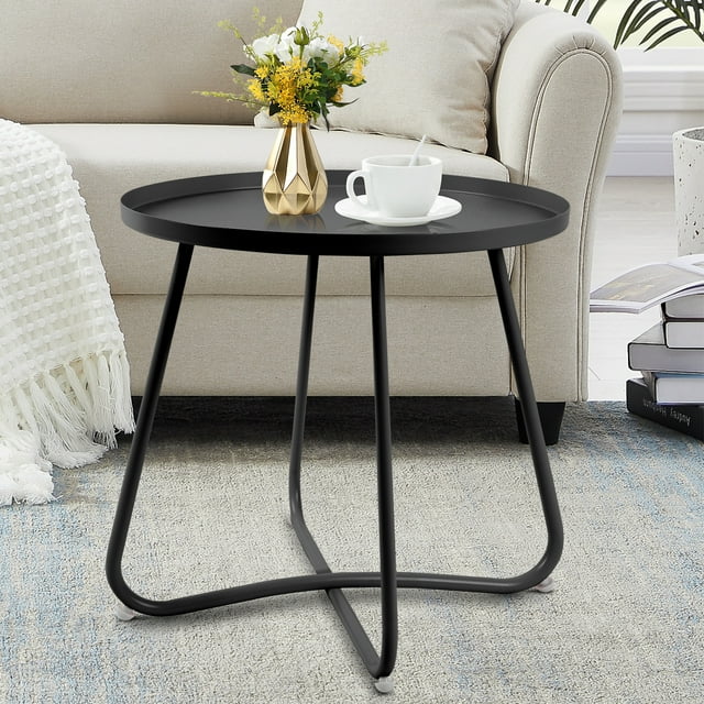 Fionafurn Round Side Table, Metal End Table, Patio Coffee Table for ...
