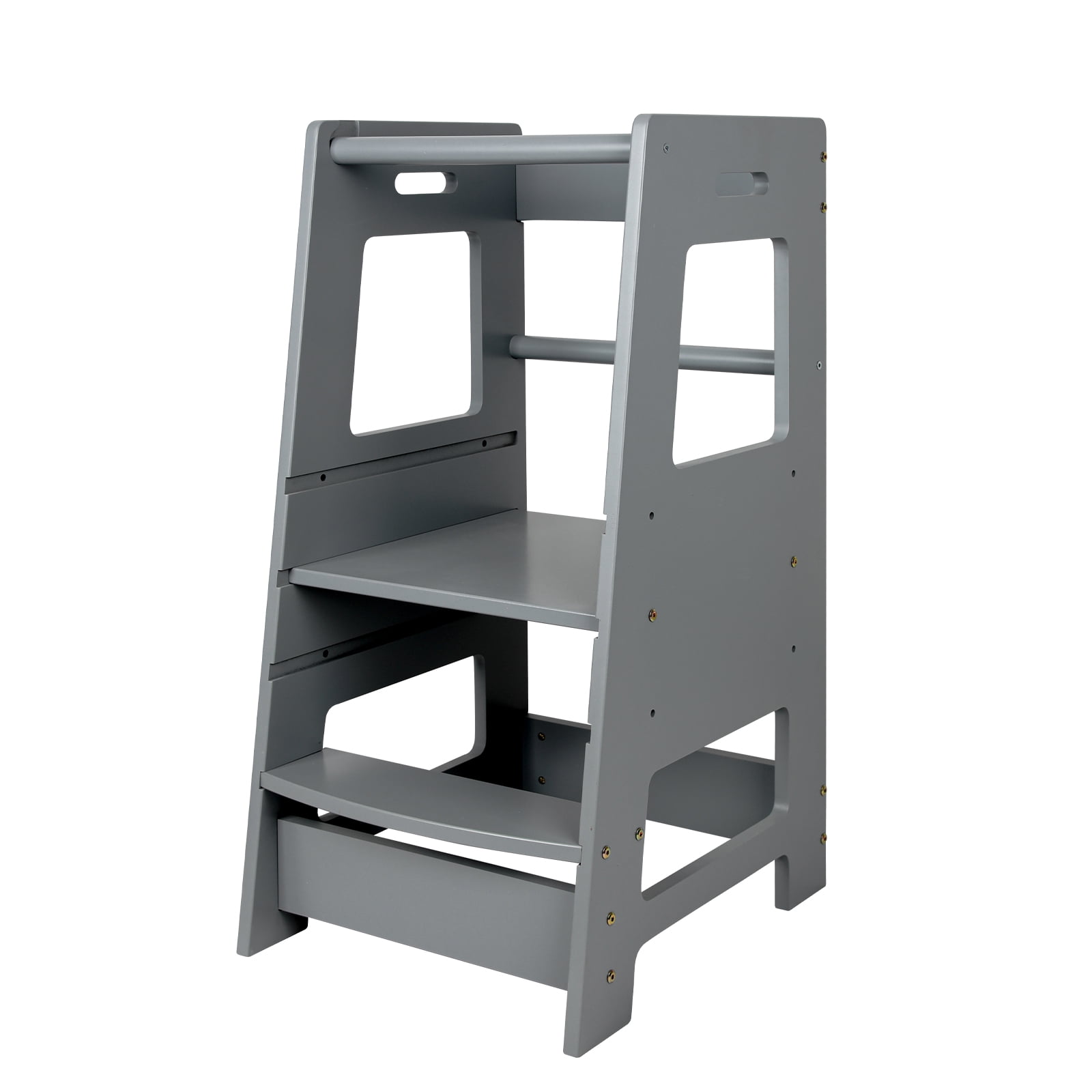 Fionafurn Toddler Standing Wooden Step Stool, Toddler Adjustable Step ...