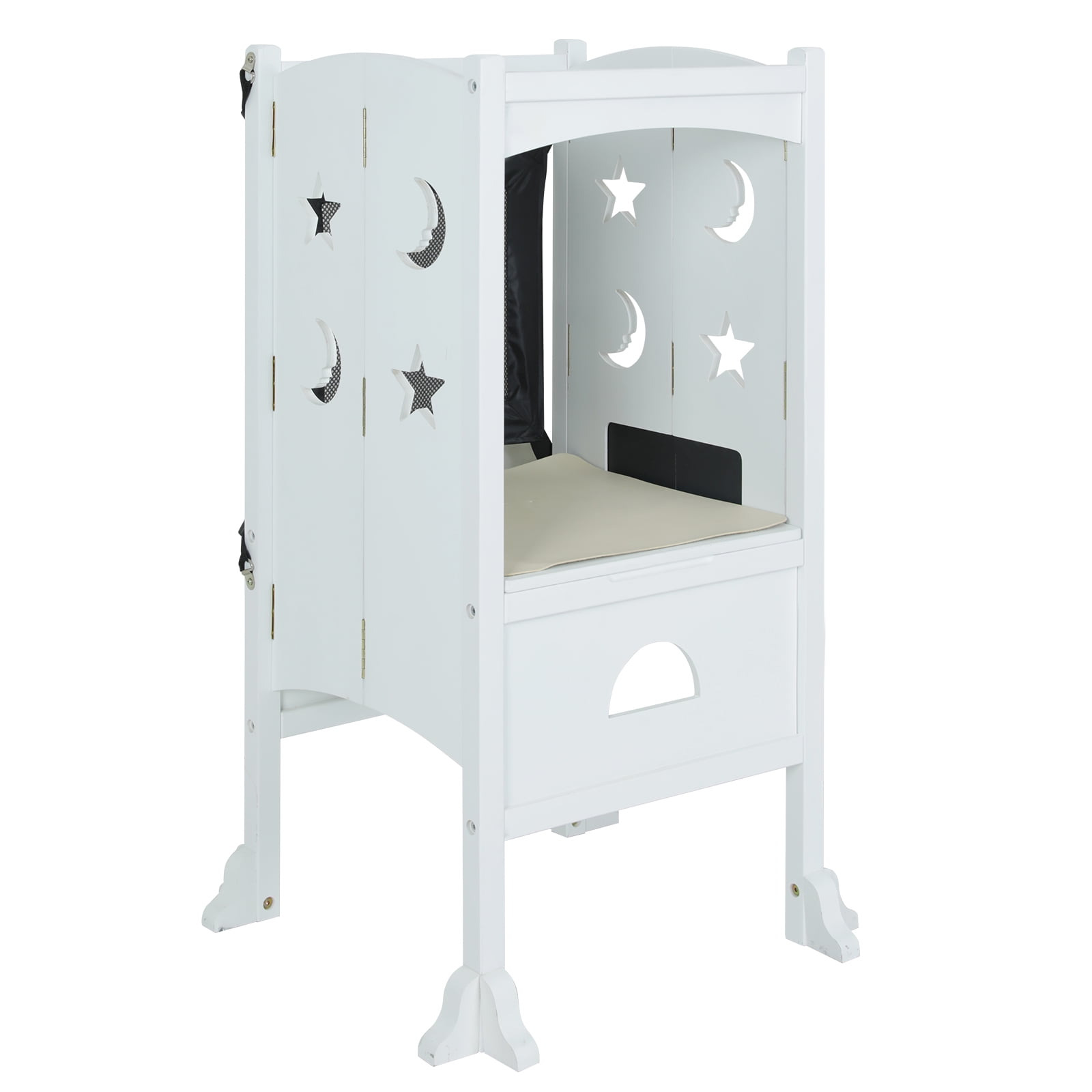 Fionafurn Toddler Wooden Folding Step Stool, Kitchen Tower Step Stool ...