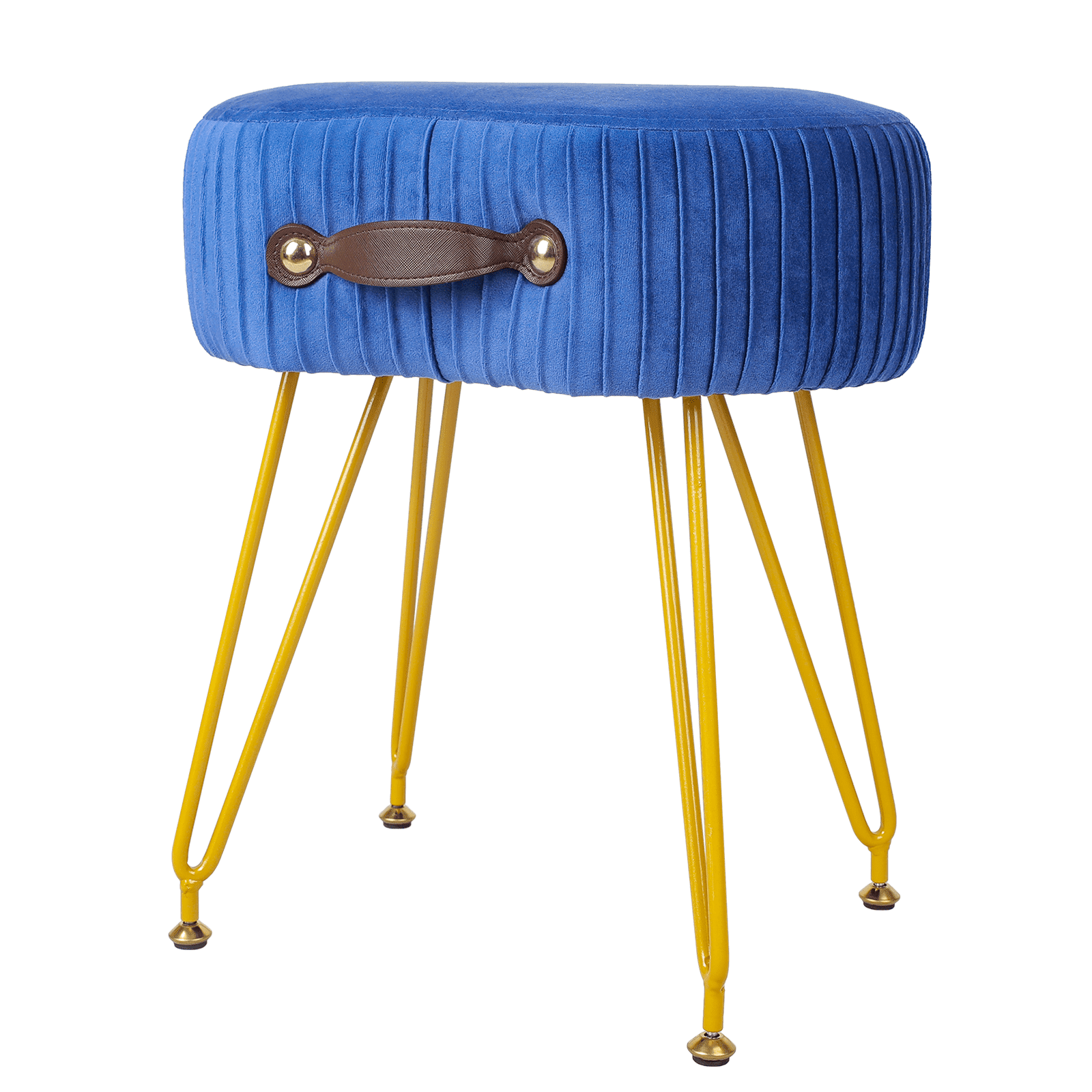 Fionafurn Velvet Vanity Stool Ottoman, Upholstered Pleated Makeup Chair ...
