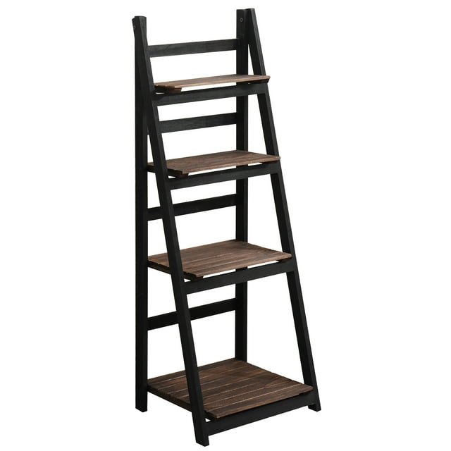 Fionafurn Wooden 4-Tier Foldable Bookcase Ladder Shelf for Living Room ...