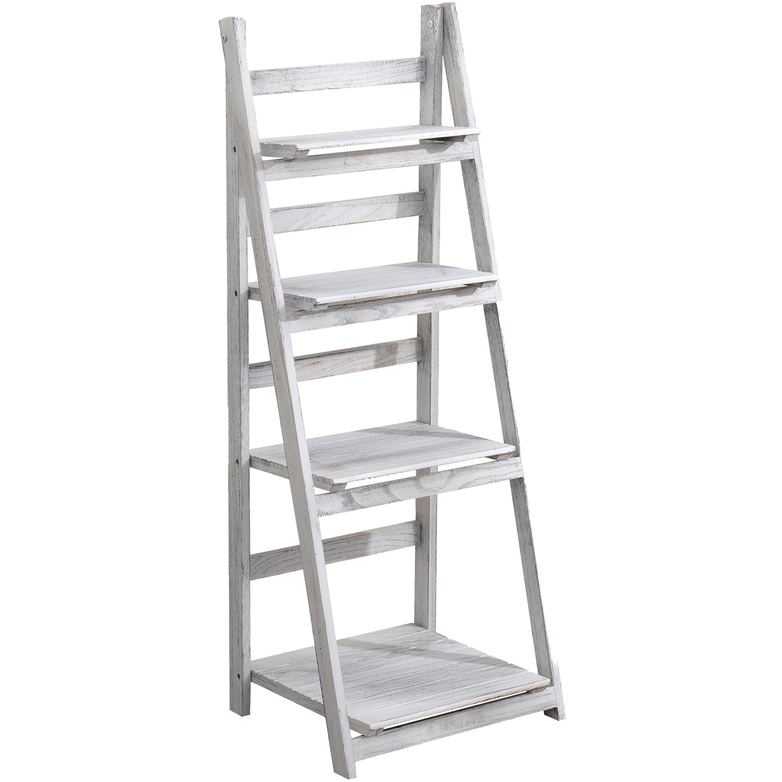 Gymax 4-Tier Ladder Shelf Ladder Bookcase Bookshelf Display Rack Plant ...