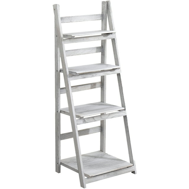 Fionafurn Sturdy Folding Wood 4-Tier Ladder Shelf, Living Room Decor ...