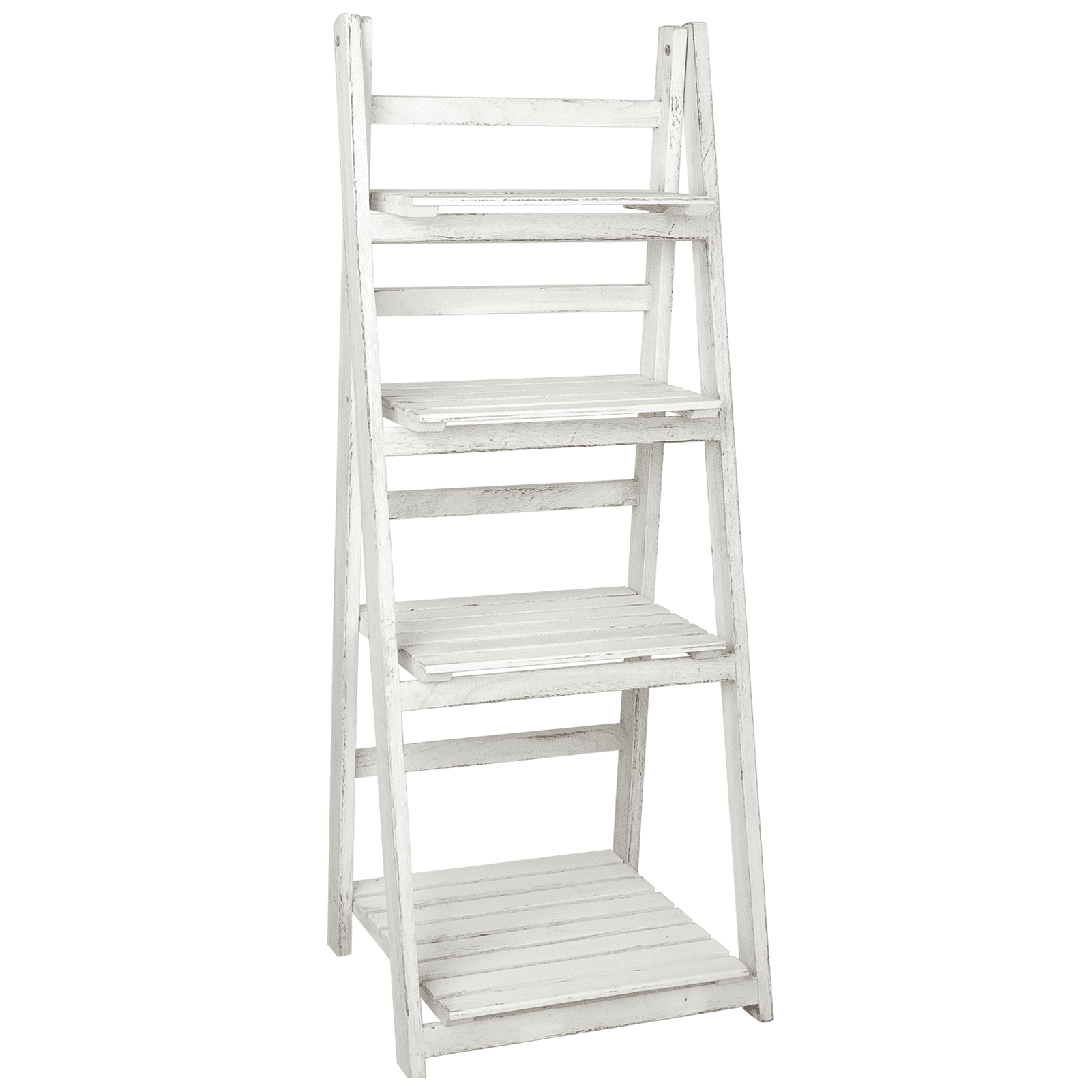 Fionafurn Foldable Wooden 4-Tier Ladder Shelf, Sturdy Shelving Unit for ...