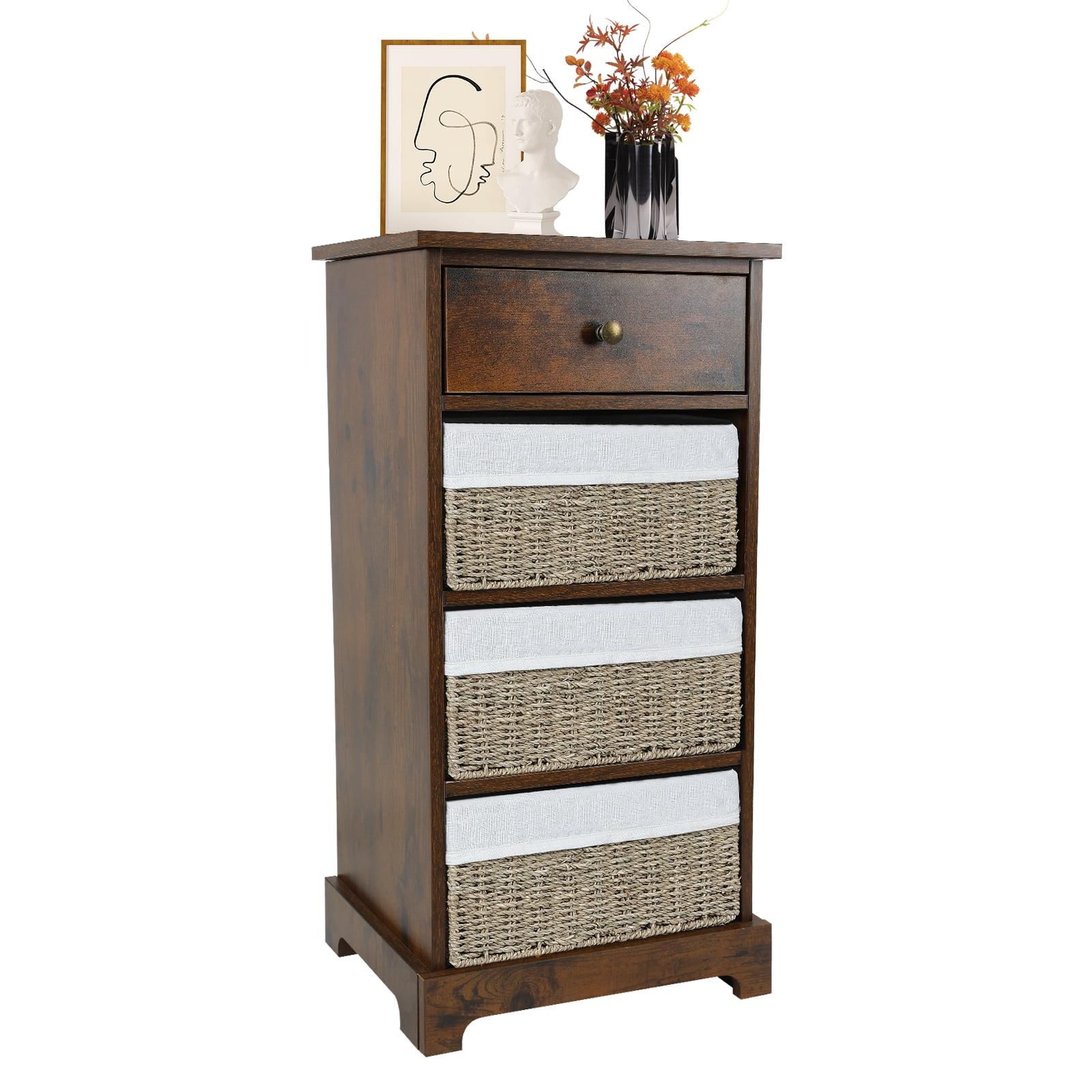 Fionafurn Wooden Chest Retro Style Storage Cabinet，with 1 Wood Drawers ...