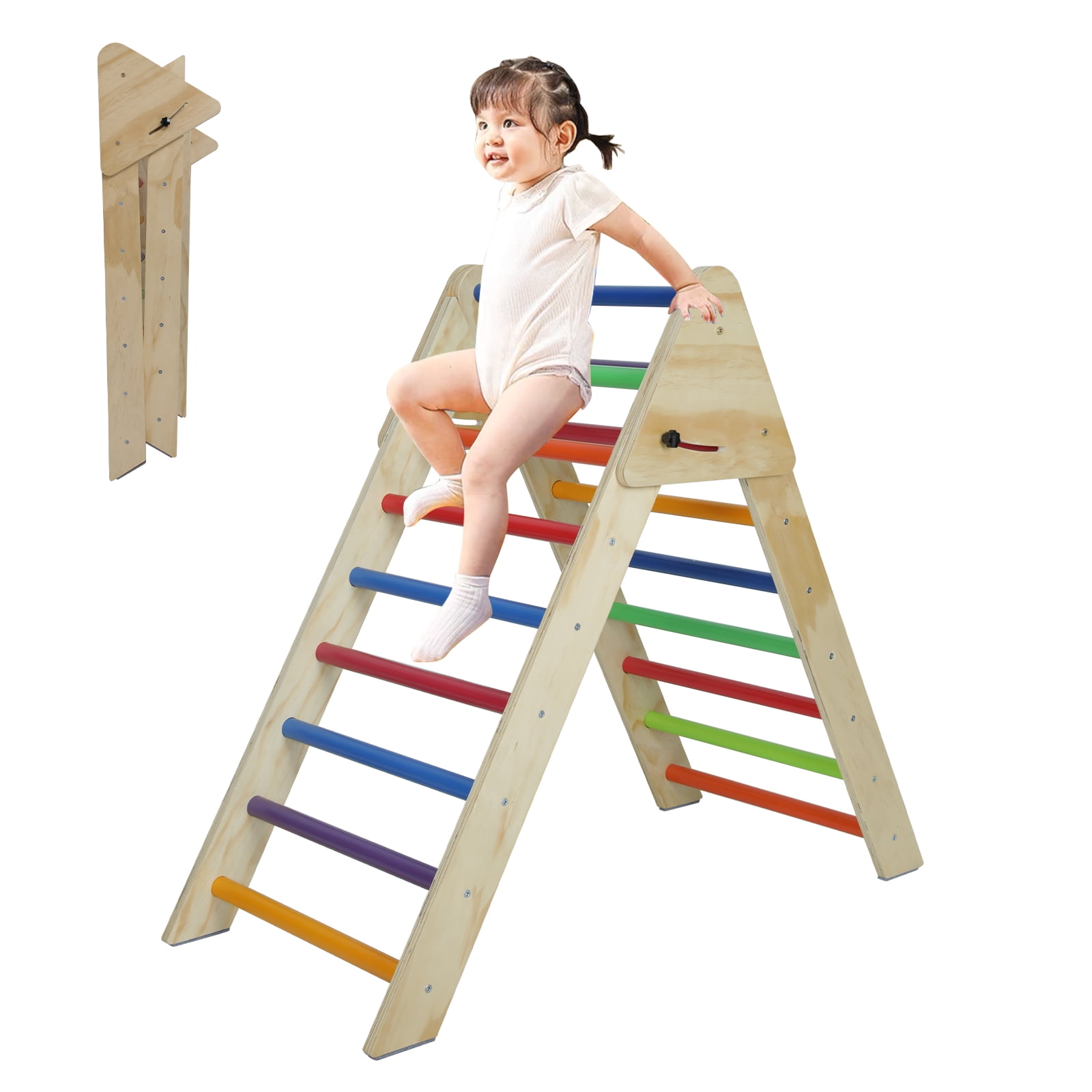 Fionafurn Wooden Foldable Climbing Triangle Ladder, Montessori Play Gym ...