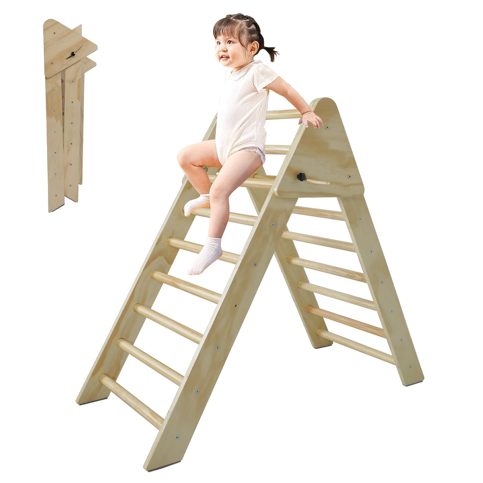 Fionafurn Wooden Foldable Climbing Triangle Ladder, Montessori Play Gym ...