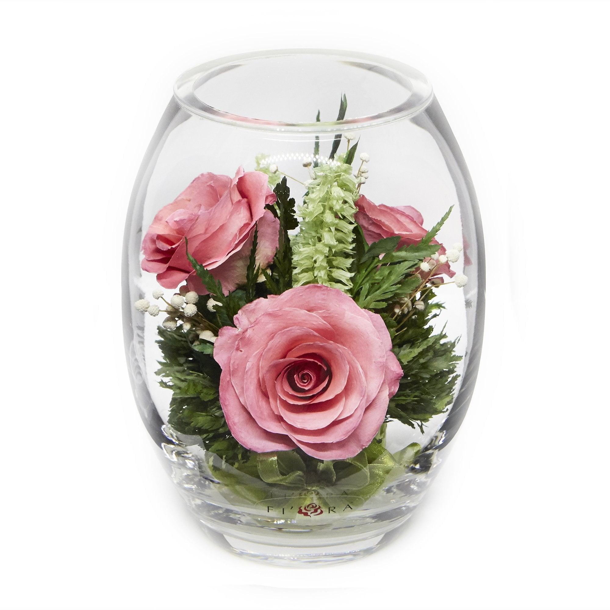 Fiora Flower Long-Lasting Natural Preserved Pink Roses in a Glass Vase ...