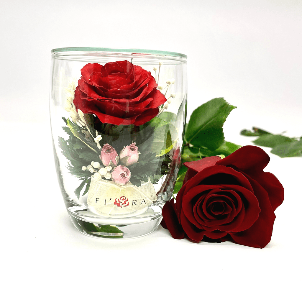 Fiora Flower Long-Lasting Red Rose in a Small Glass Vase - Walmart.com