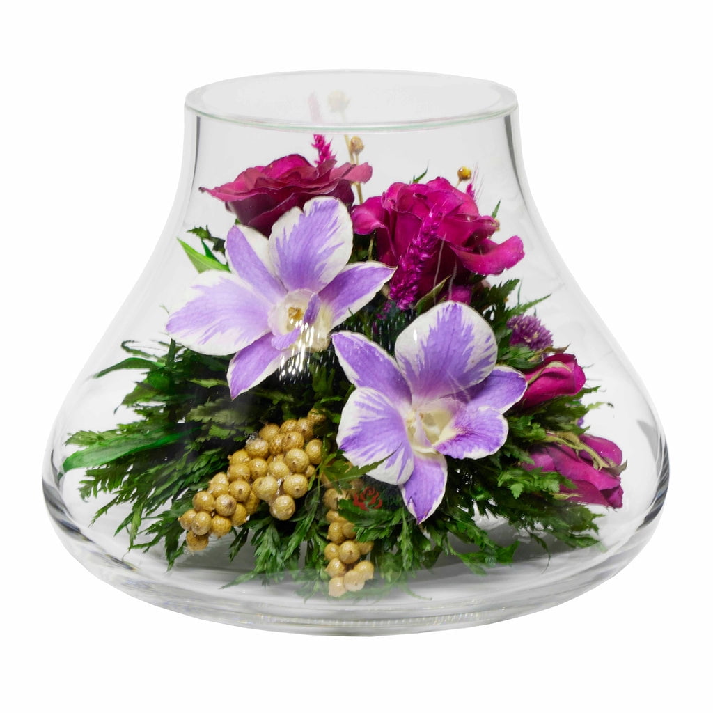 Fiora Flower Long-Lasting Roses and Orchids in a Glass Vase - Walmart.com