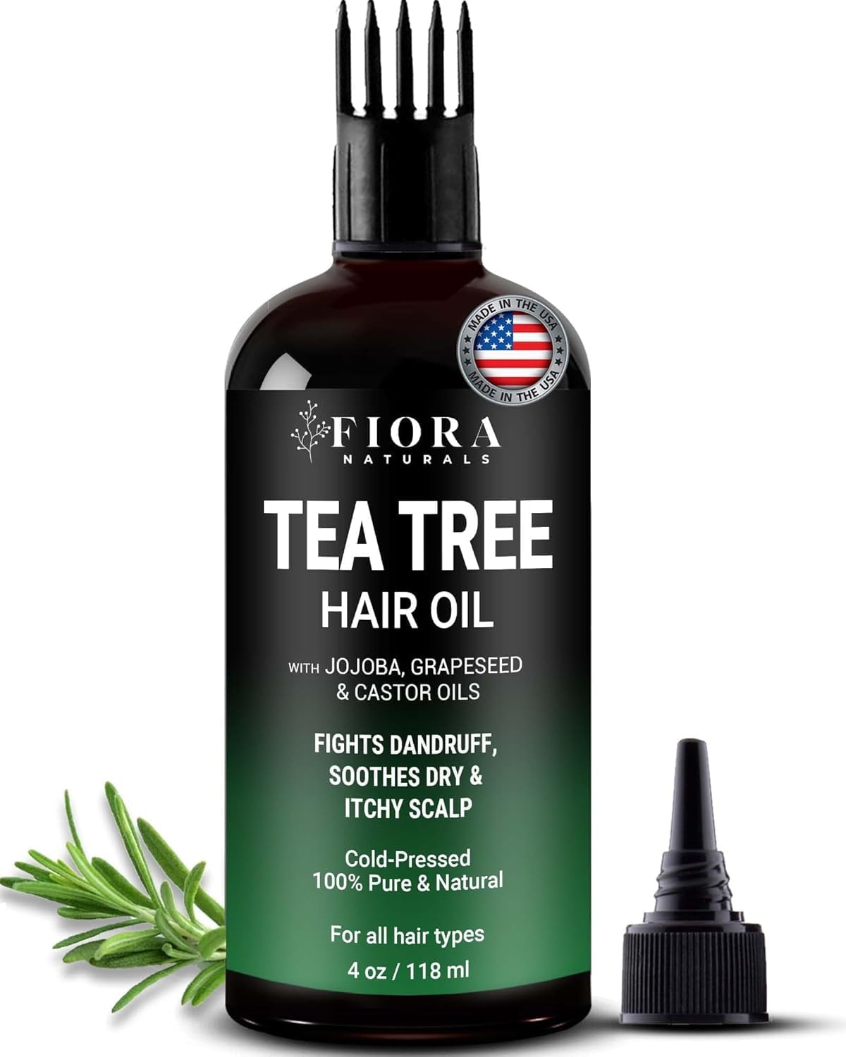 Fiora Naturals Tea Tree Oil for Hair and Scalp - with Jojoba, Grape ...