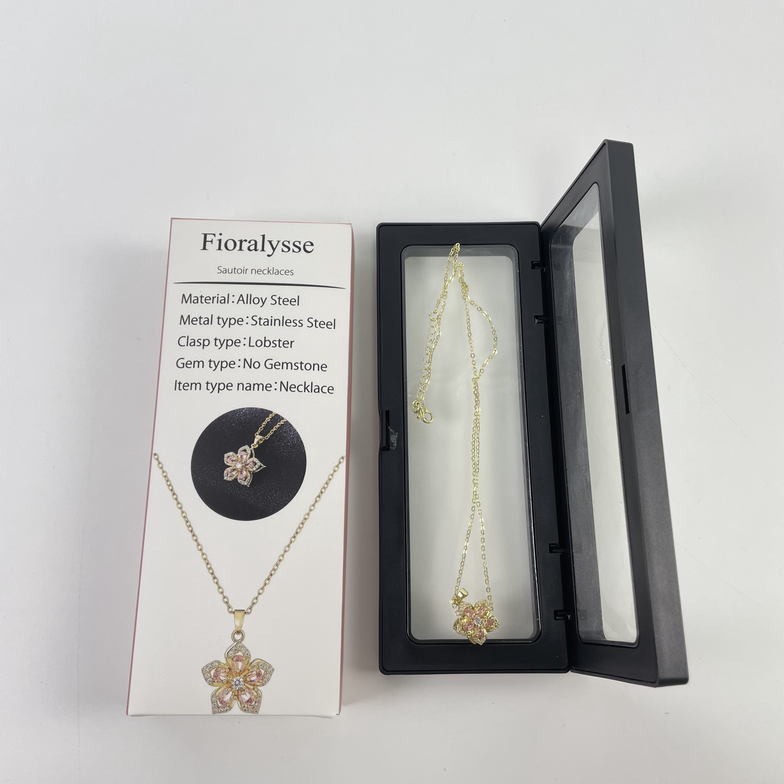 Fioralysse Sautoir necklaces,Crystal Flower Pendant Necklace for Women ...