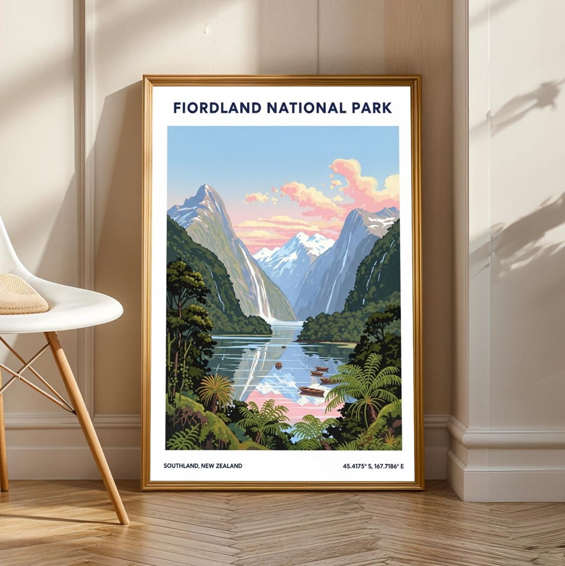 Fiordland National Park Poster: New Zealand Travel Art Print, Unframed ...