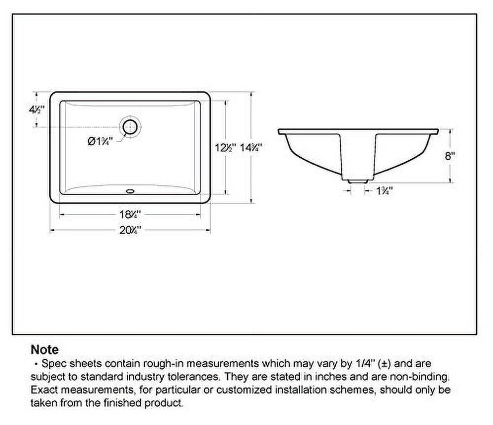 Fiore 2115, 21x15 Rectangle Undermount Bathroom Sink w/Concealed ...
