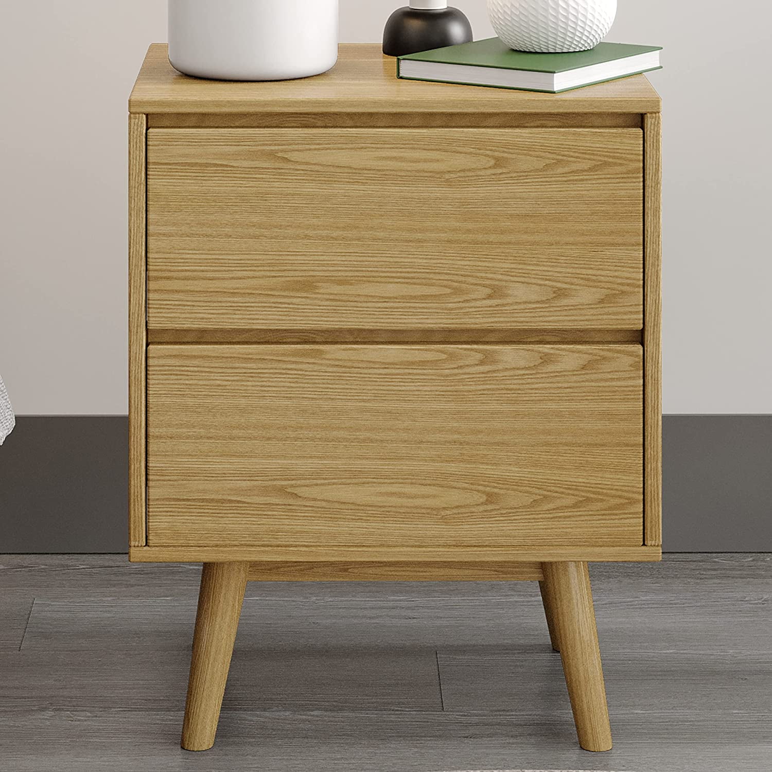 Fiore Century Modern Nightstand - Dark Brown Bedroom Accent Table with ...