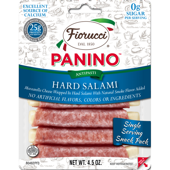 Fiorucci Hard Salami and Mozzarella Cheese Panino Rolls, 4.5 Ounce, 6 ...