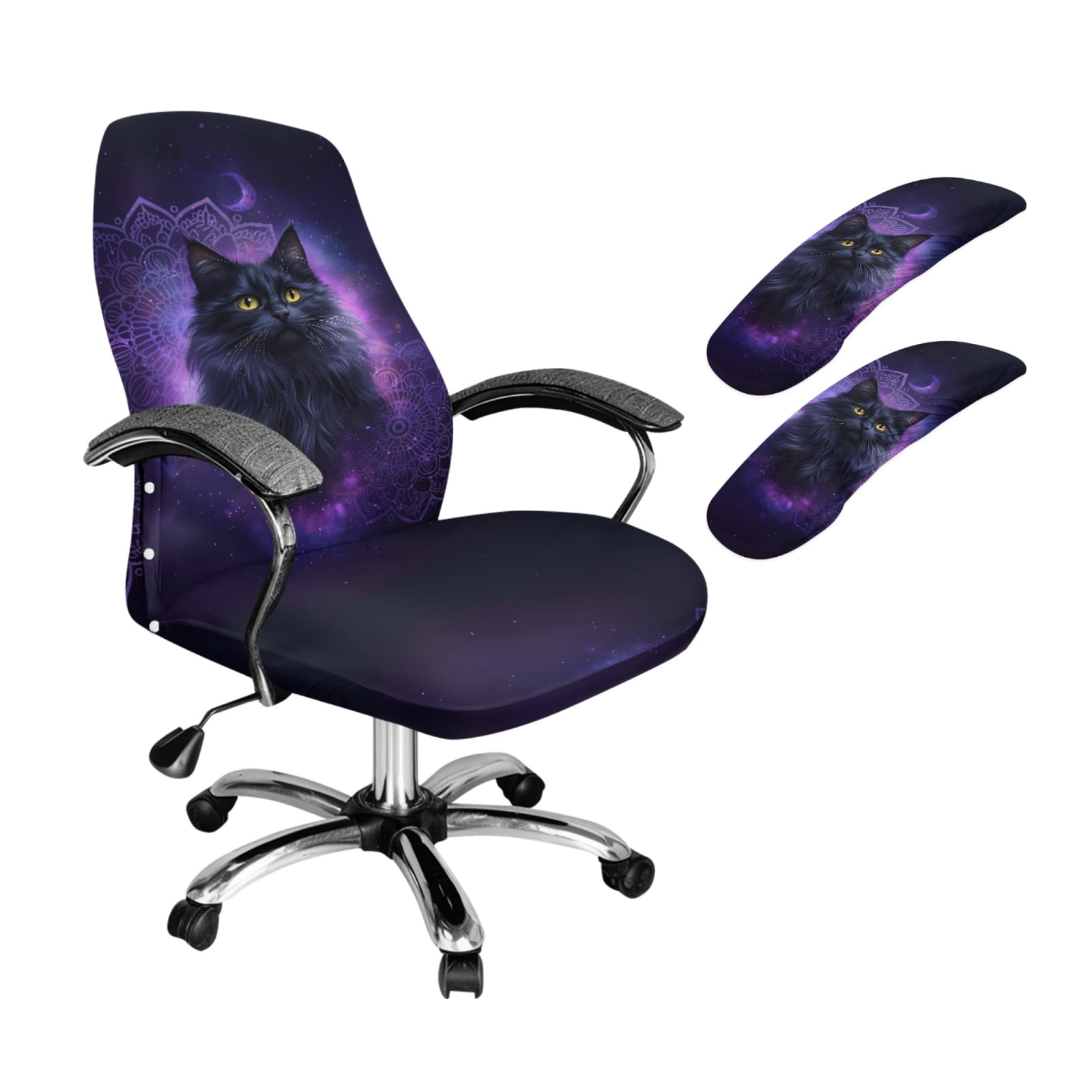 Fiqyvagox Black Cat Moon 3 Pcs Set Dustproof Office Chair Slipcover ...