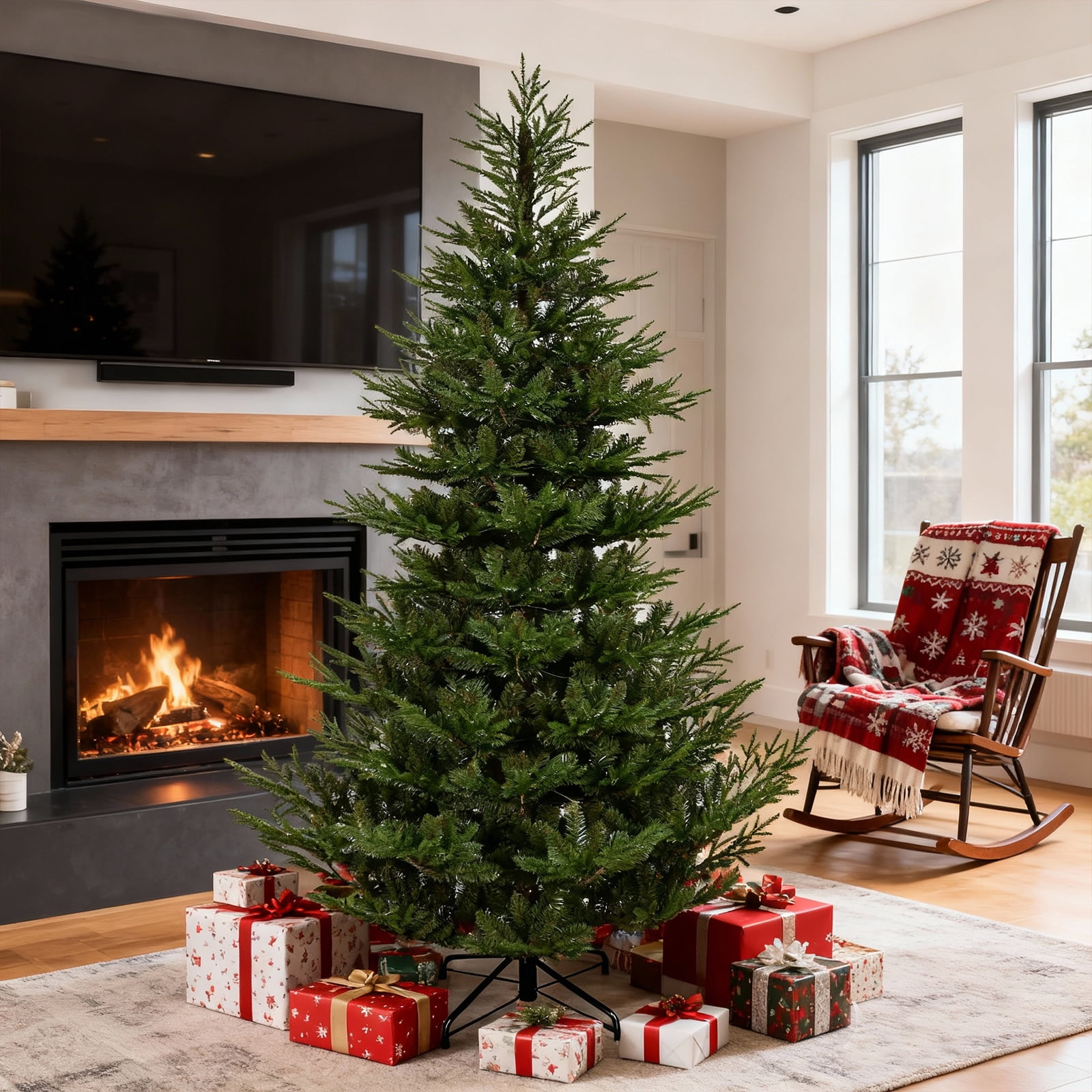 Bringstar 7.5FT Unlit Green Artificial Christmas Tree with 3728 Mixed ...