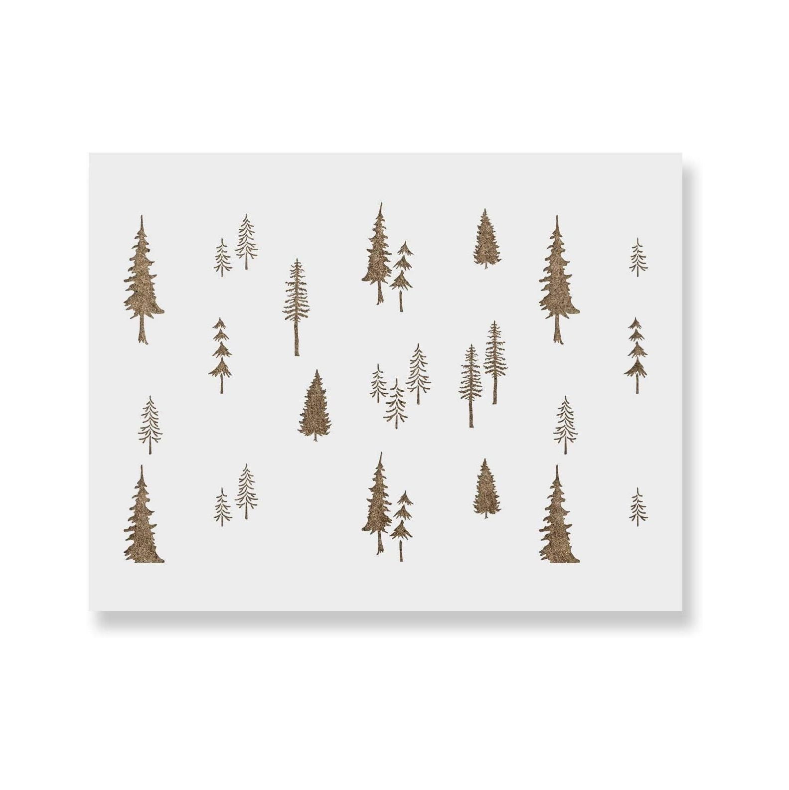 Fir Tree Forest Pattern Wall Stencil - Pattern Stencil, Nature Stencil ...