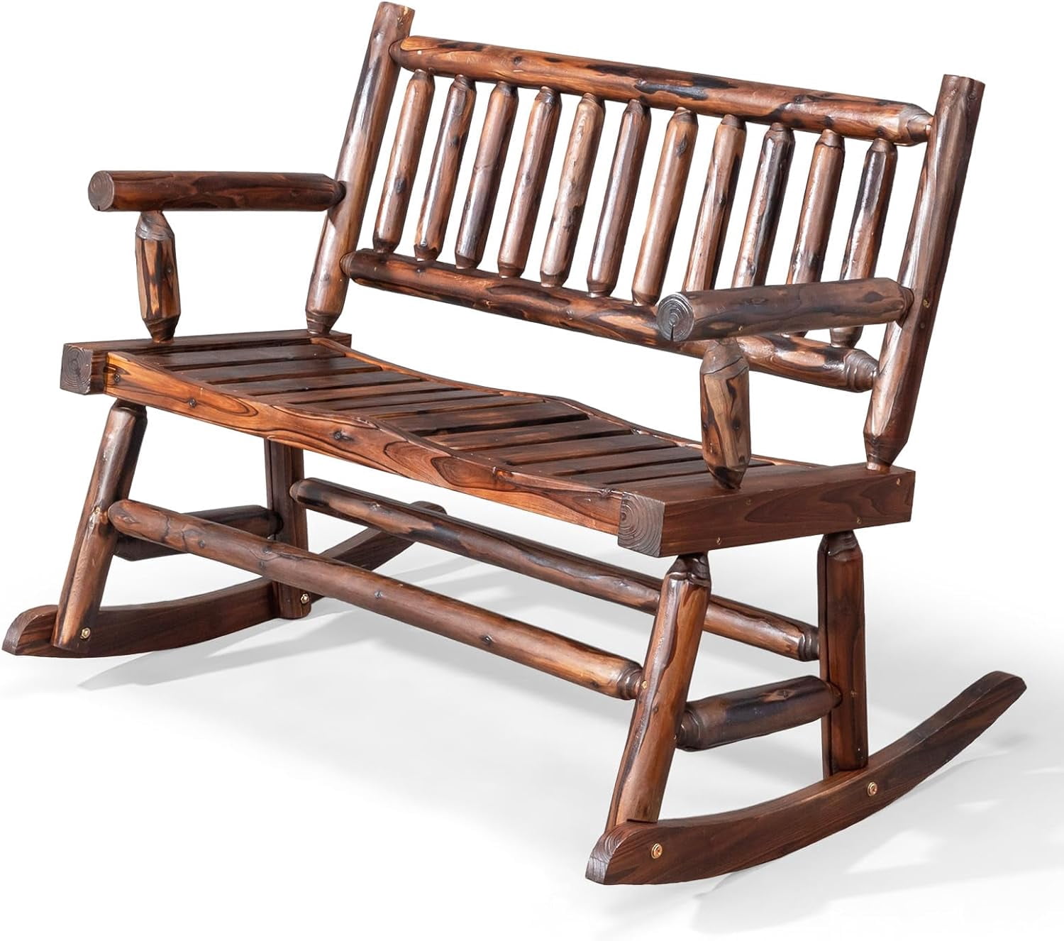 Fir Wood Double Rocking Chair for Porch & Garden - 550lb Capacity ...