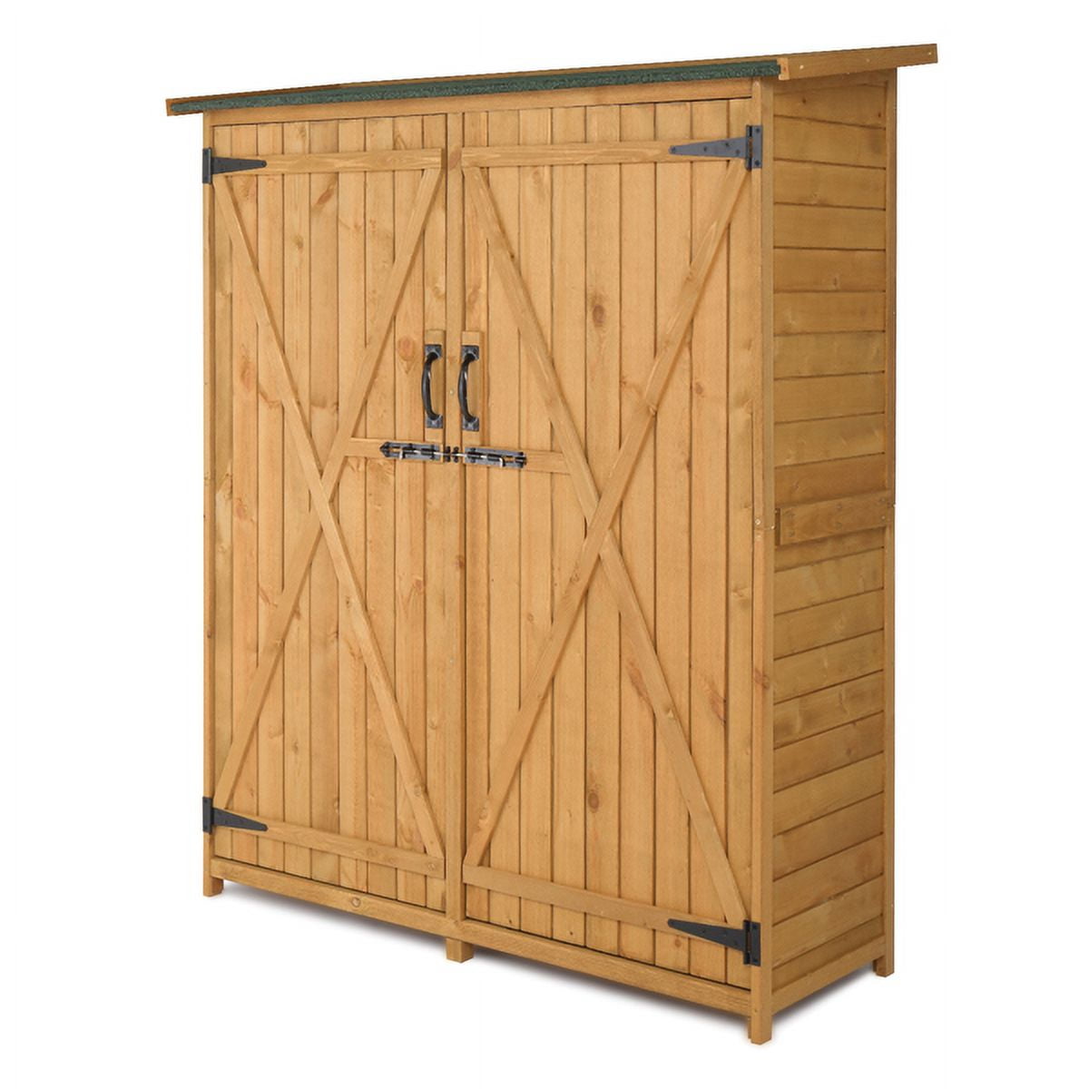 Fir Wood Garden Storage Shed – Natural Wood & Green Color – Durable ...