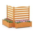 Fir Wood Privacy Fence with Planter Boxes, 2-Panel Outdoor Screen ...