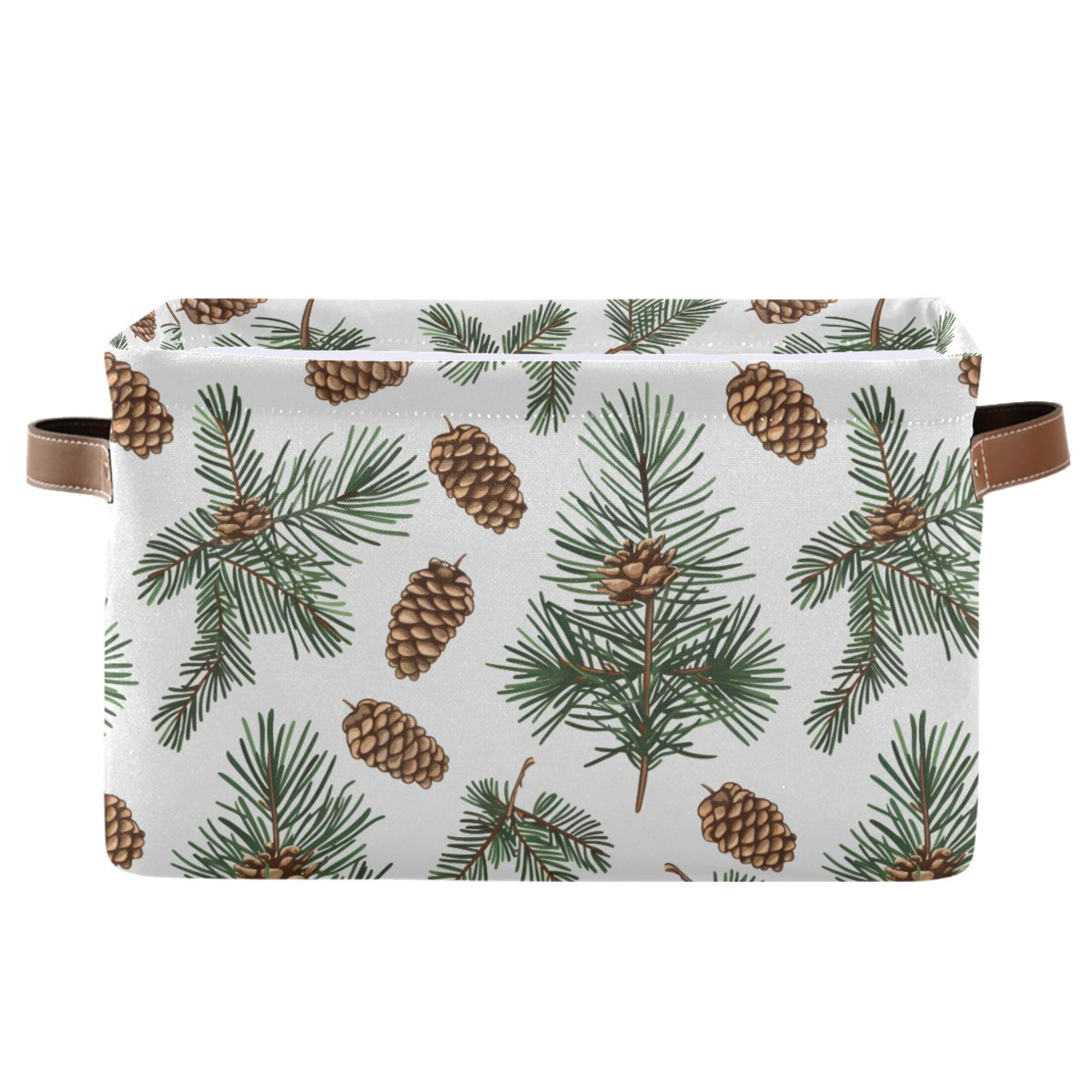 Fir and Pine Cone Storage Bins with Handle Fabric Organizer Basket ...