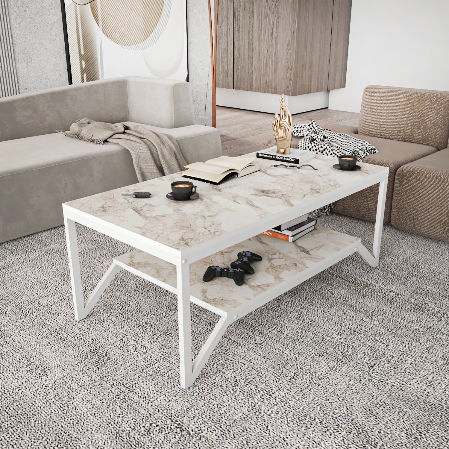 Firal 43'' Triangle Tv Stand, Sapphire Oak White - Walmart.com