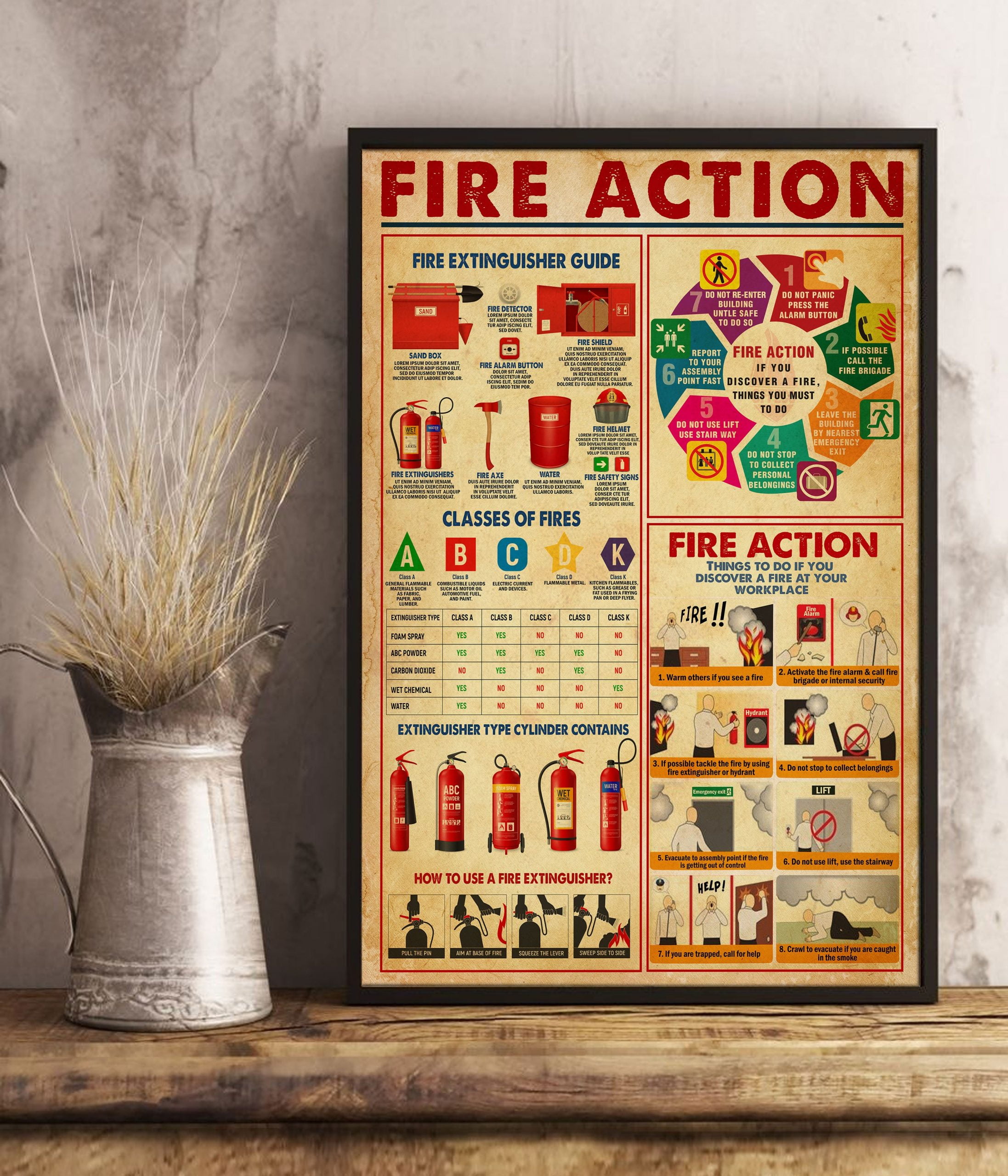 Fire Action Vertical Poster Matte Wall Art Decor 16 x 24 Inch Poster ...