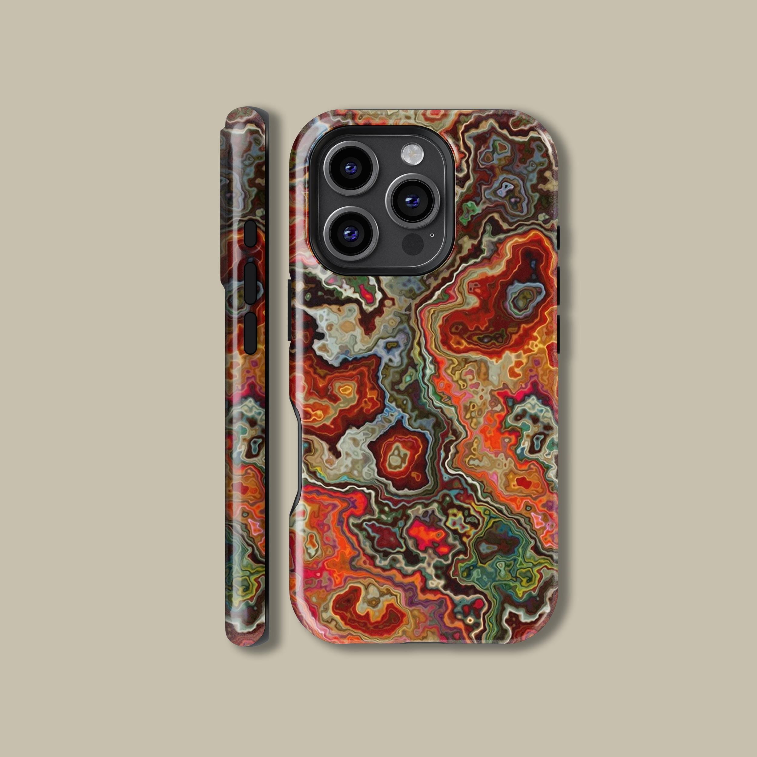 Fire Agate Gemstone Pattern Case for iPhone Samsung Marble Art ...
