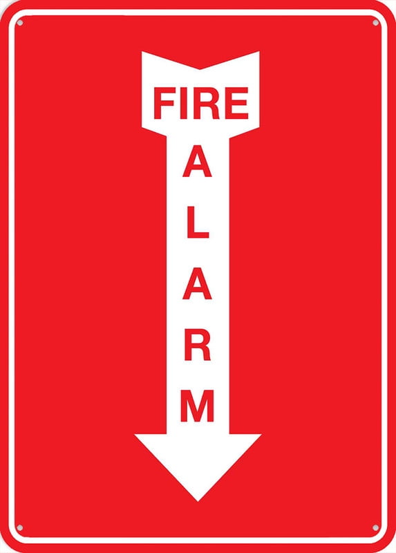 Fire Alarm Arrow Down Sign Metal 12X8 Inch Rust Free Aluminum, Uv ...