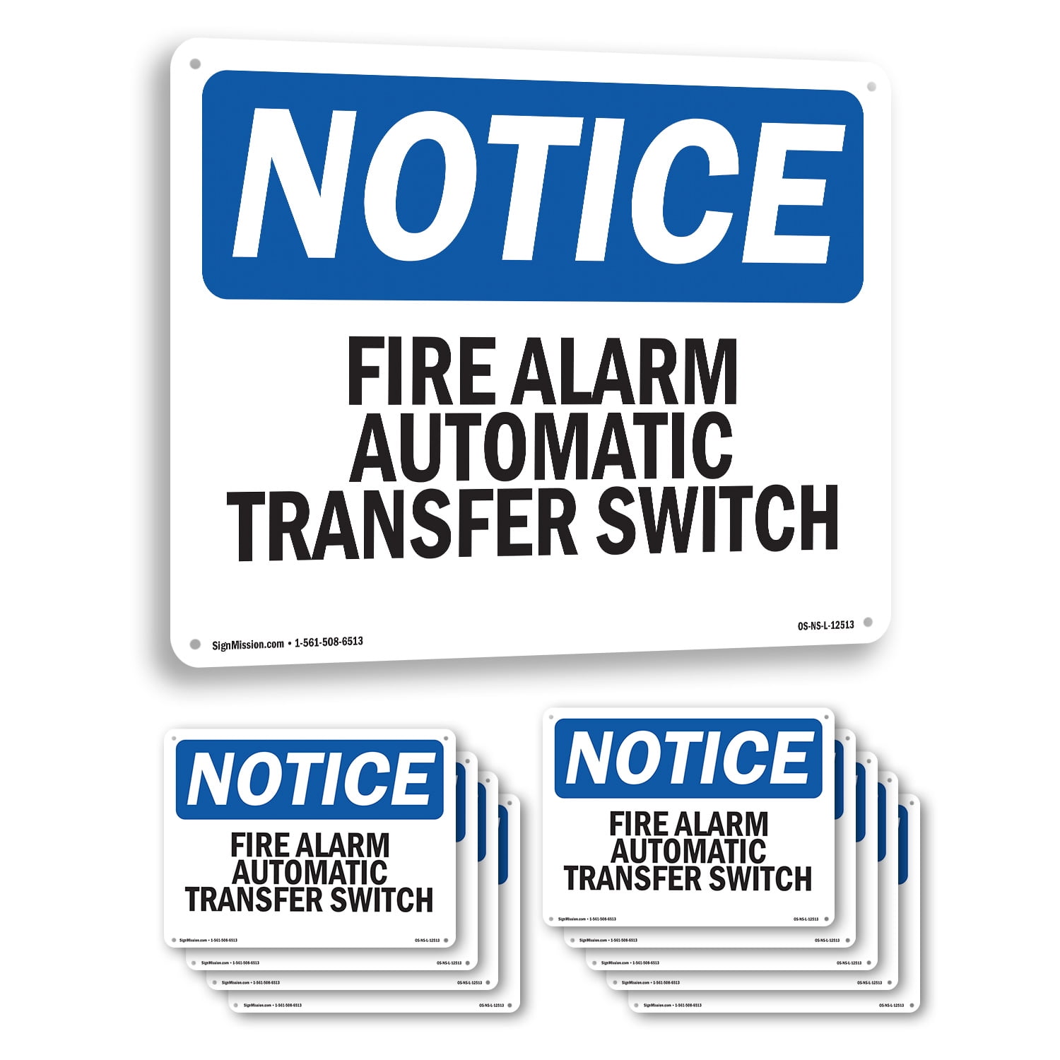 Fire Alarm Automatic Transfer Switch OSHA Notice Rigid Plastic Sign 10 ...