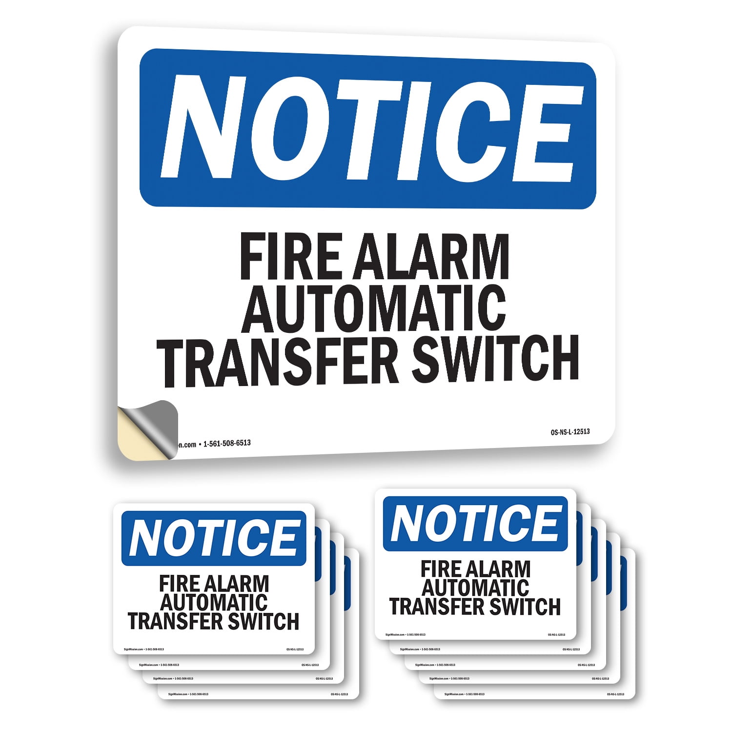 Fire Alarm Automatic Transfer Switch OSHA Notice Vinyl Decal Label 10 ...