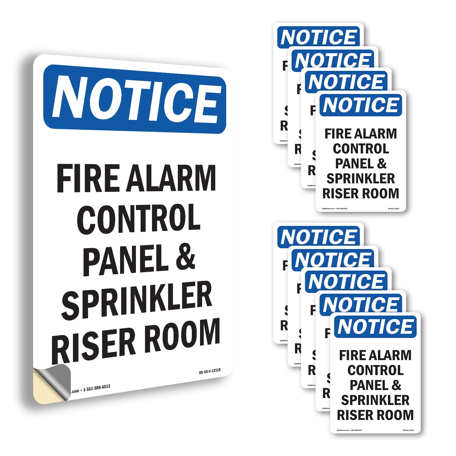Fire Alarm Control Panel And Sprinkler OSHA Notice Vinyl Decal Label 14 ...