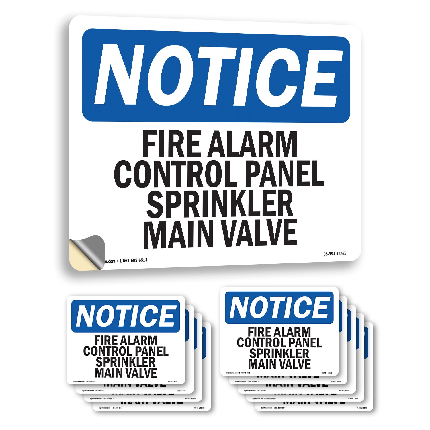 Fire Alarm Control Panel Sprinkler Main Valve OSHA Notice Vinyl Decal ...