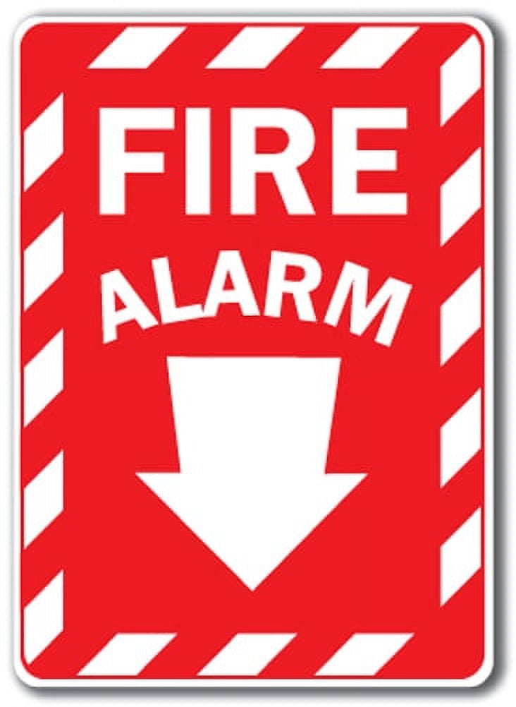 Fire Alarm Emergency Sign with Arrow - 10" x 14" OSHA Safety Sign ...
