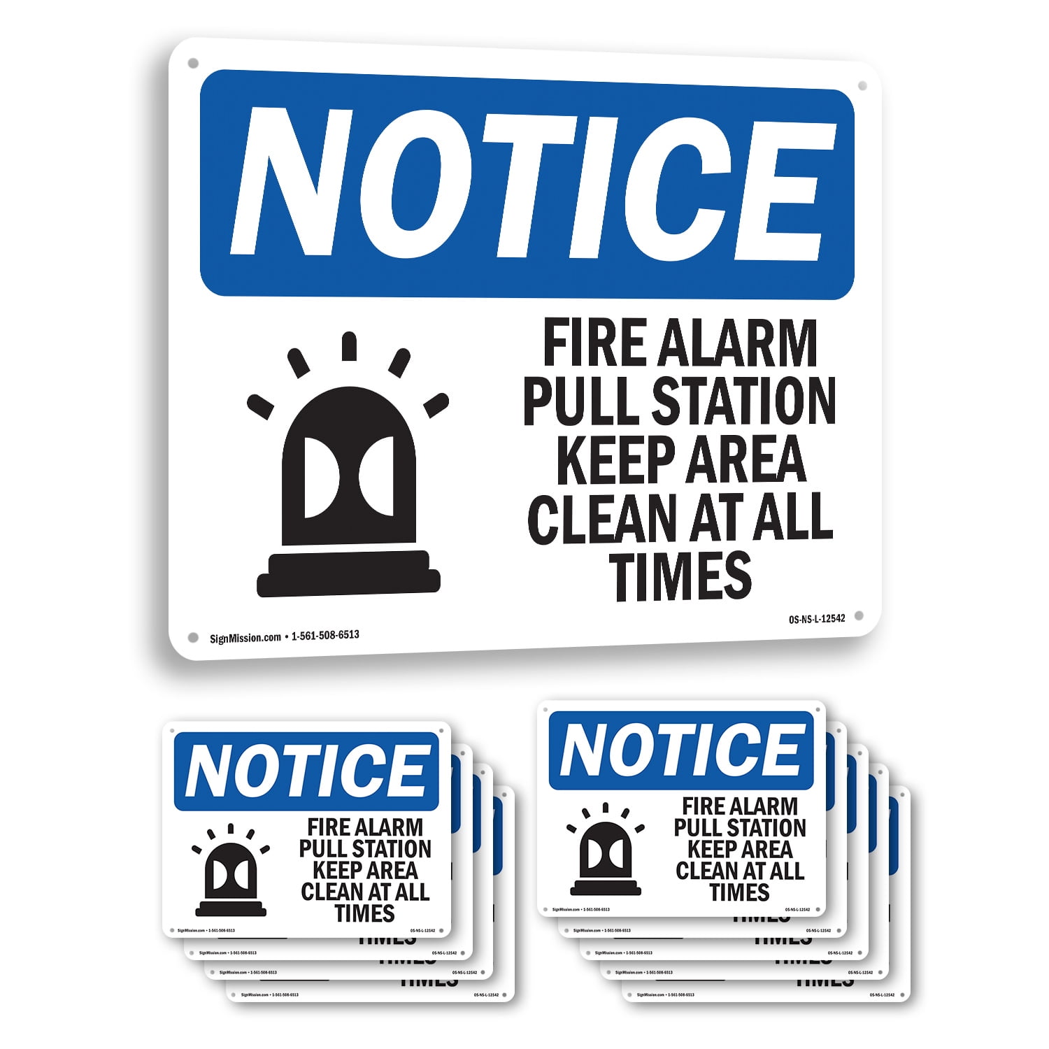 Fire Alarm Pull Station Keep OSHA Notice Aluminum Sign 14 Inch x 10 ...