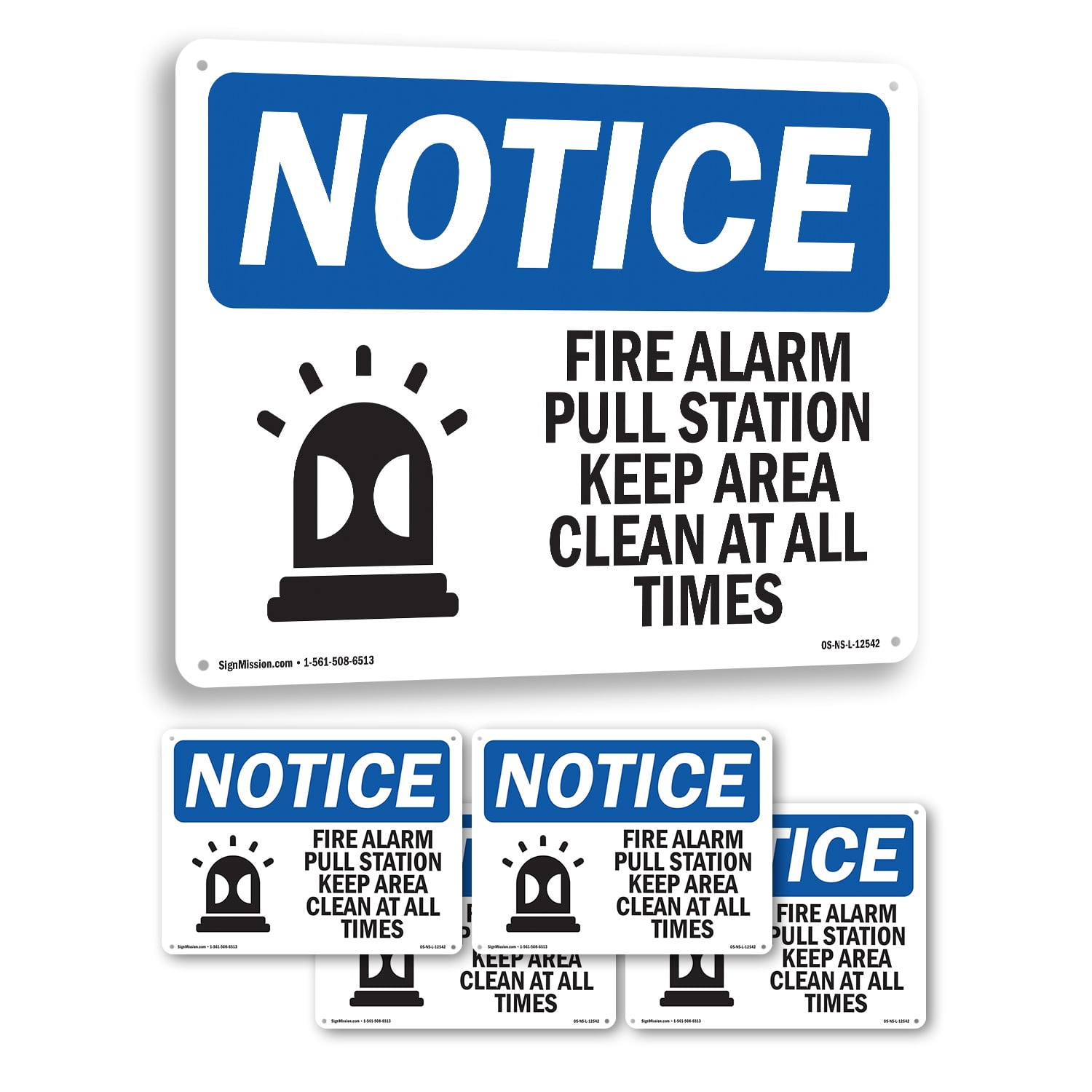 Fire Alarm Pull Station Keep OSHA Notice Rigid Plastic Sign 18 Inch x ...