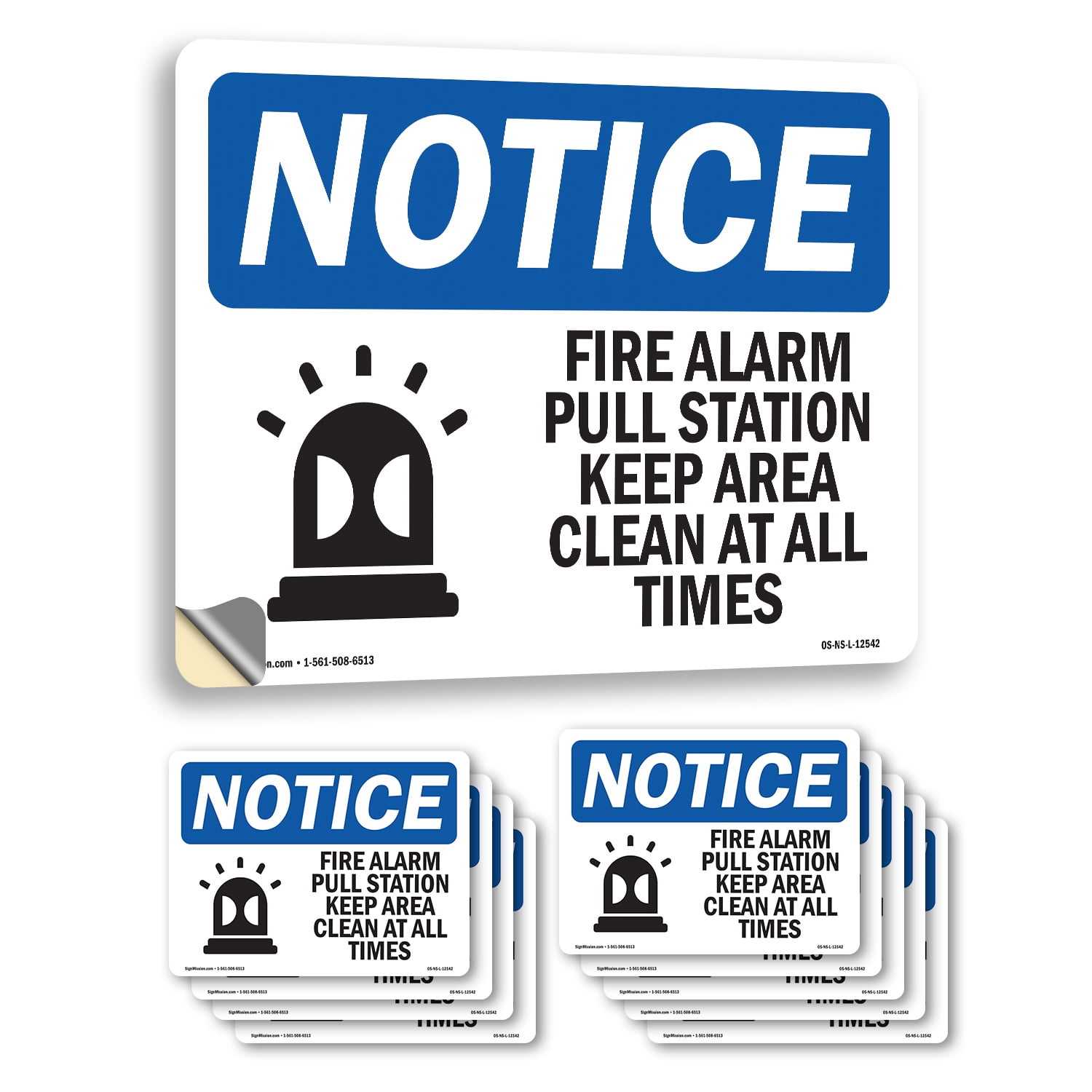 Fire Alarm Pull Station Keep With Symbol OSHA Notice Vinyl Decal Label ...