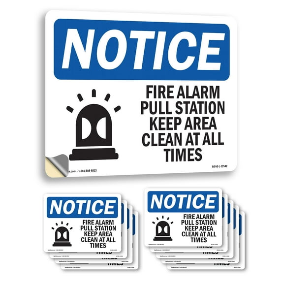 Fire Alarm Pull Station Keep With Symbol OSHA Notice Vinyl Decal Label ...