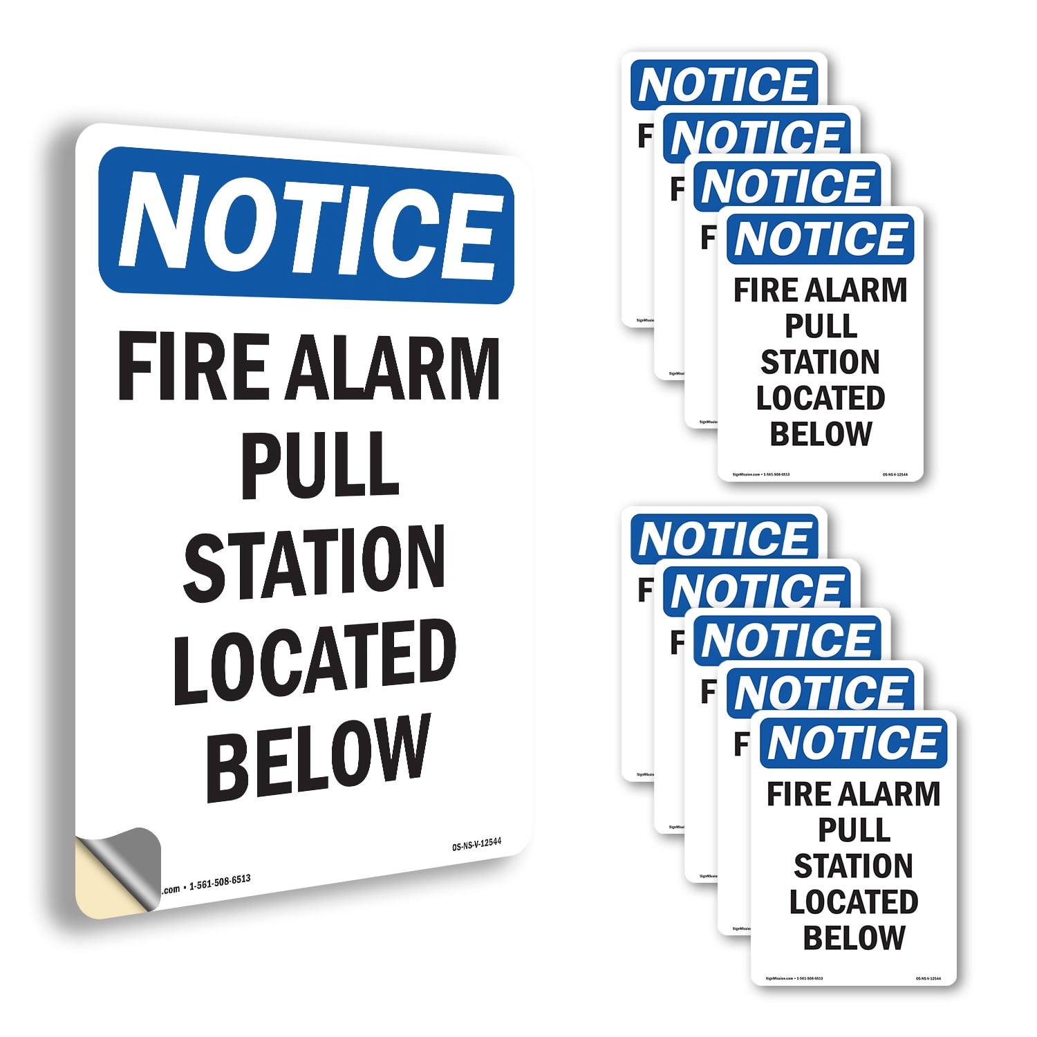 Fire Alarm Pull Station Located Below OSHA Notice Vinyl Decal Label 14 ...