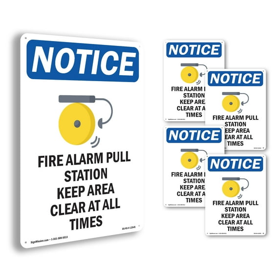 Fire Alarm Pull Station OSHA Notice Rigid Plastic Sign 24 Inch x 18 ...