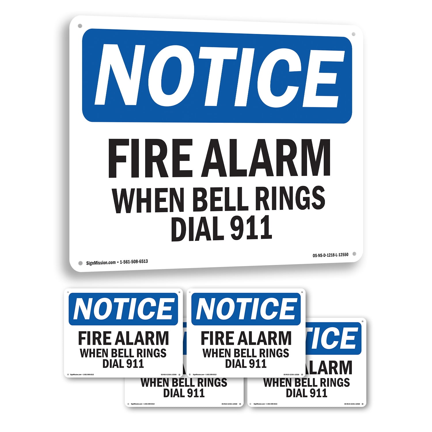 Fire Alarm When Bell Rings Dial 911 OSHA Notice Aluminum Sign 24 Inch x ...